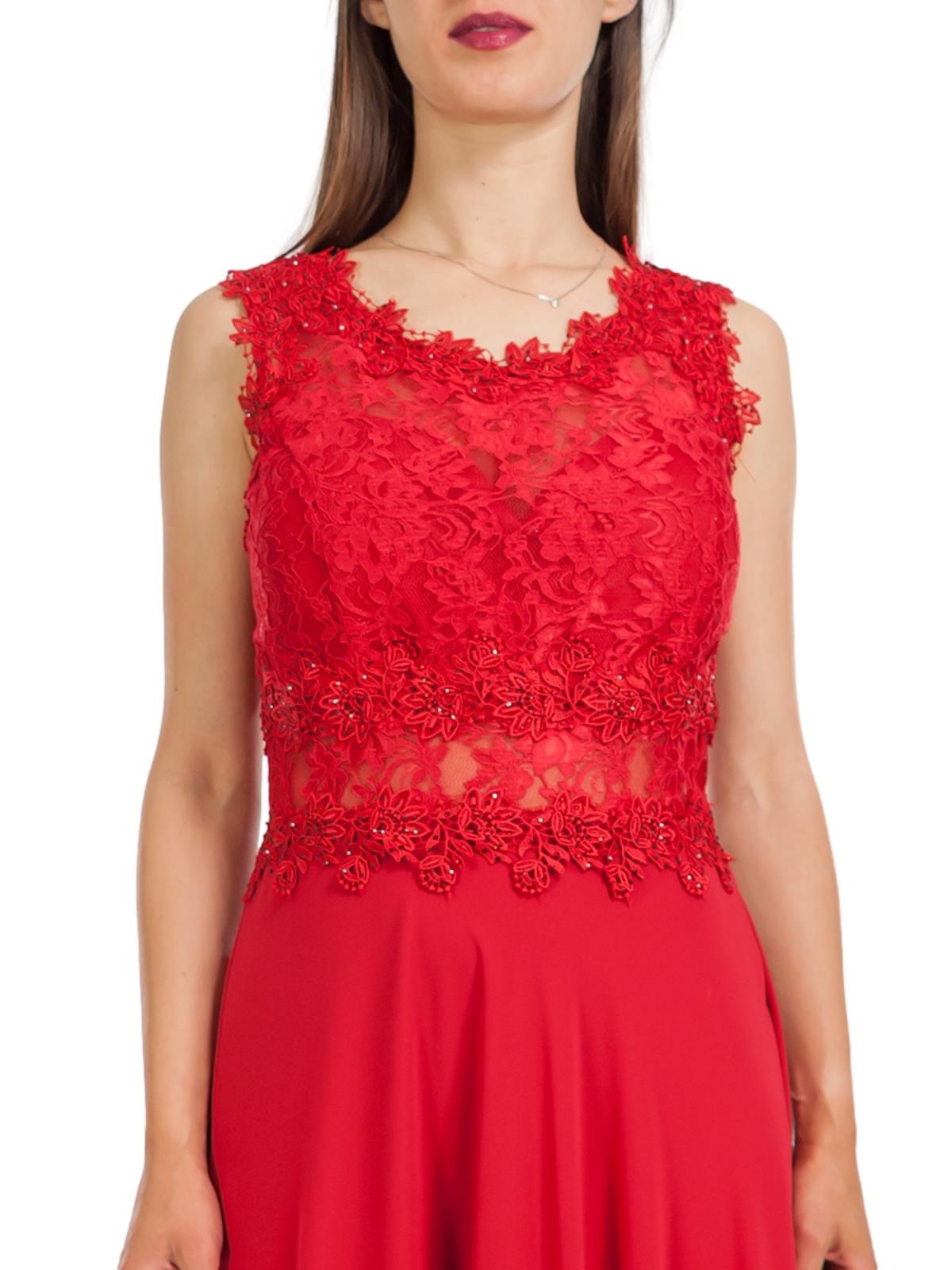 Abito Da Cerimonia Lungo Vestito Elegante Pizzo E Strass