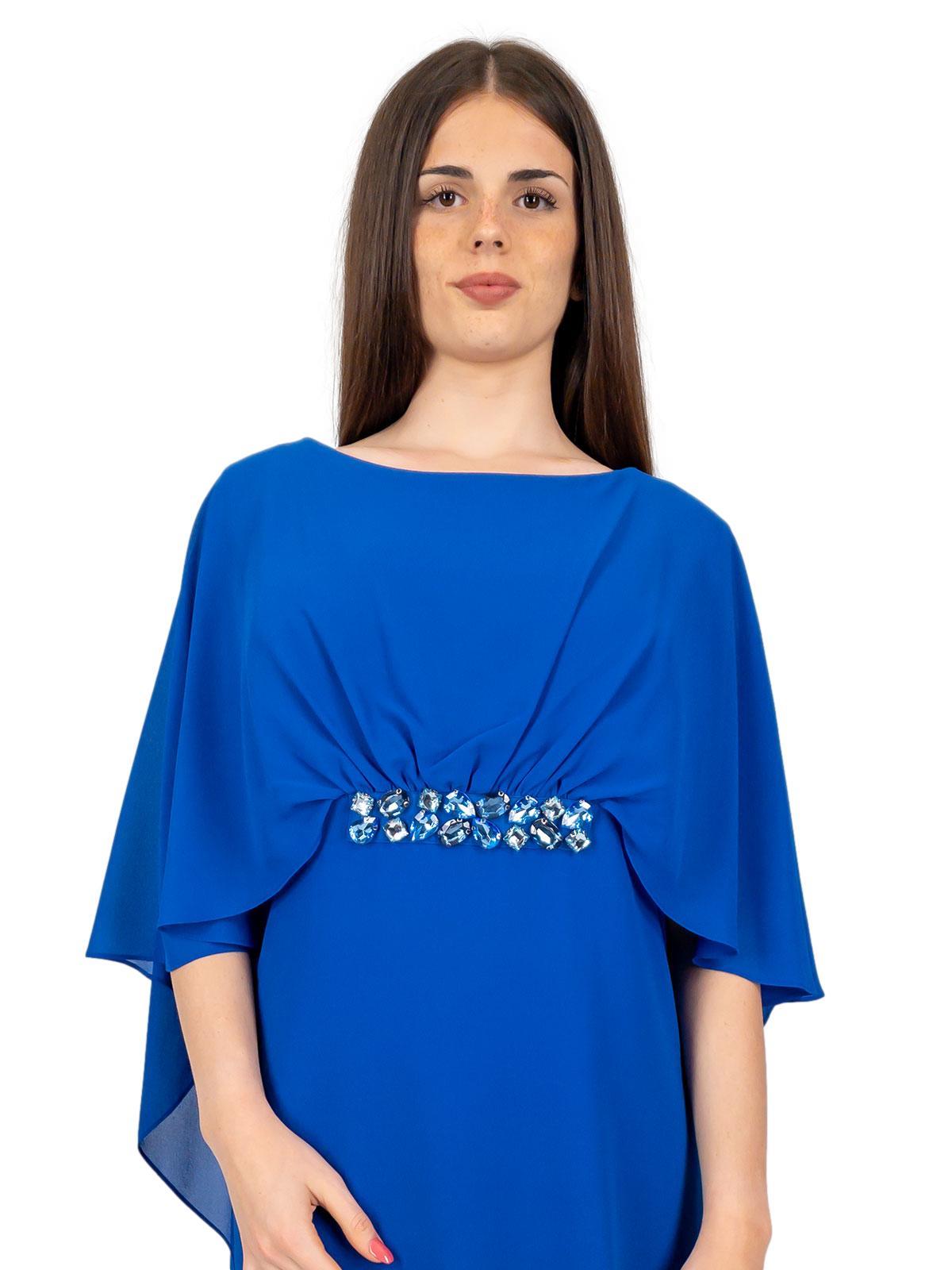 Abito Cerimonia Donna Corto Stile Impero In Chiffon Taglie Forti