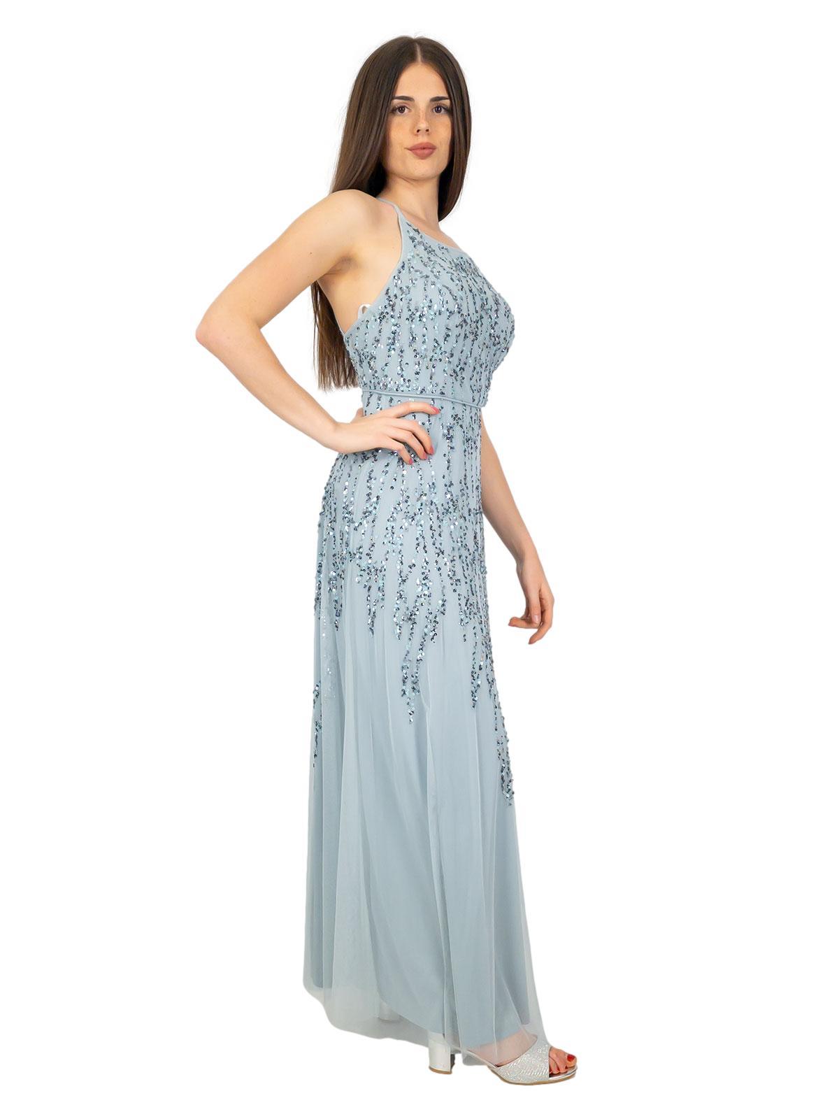 Abito Lungo Elegante Cerimonia Donna Con Scollo Americana