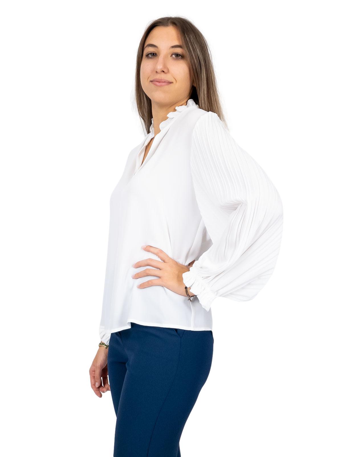 Blusa Elegante Per Cerimonia Con Maniche Lunghe Plissettate